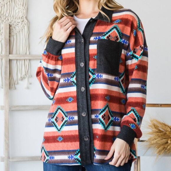 HEIMISH USA | Jackets & Coats | Plus Size Multi Color Aztec Print ...